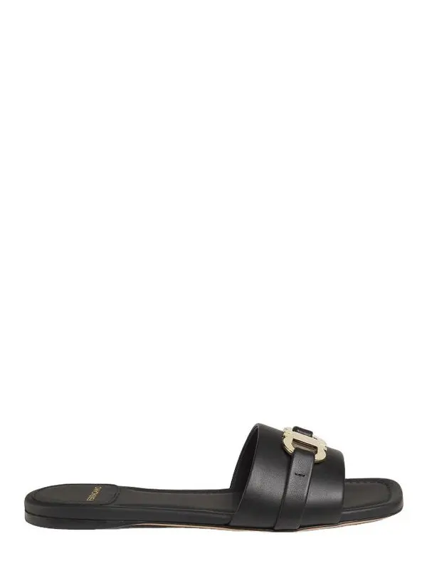 FERRAGAMO Leah Leather Slides - Nero