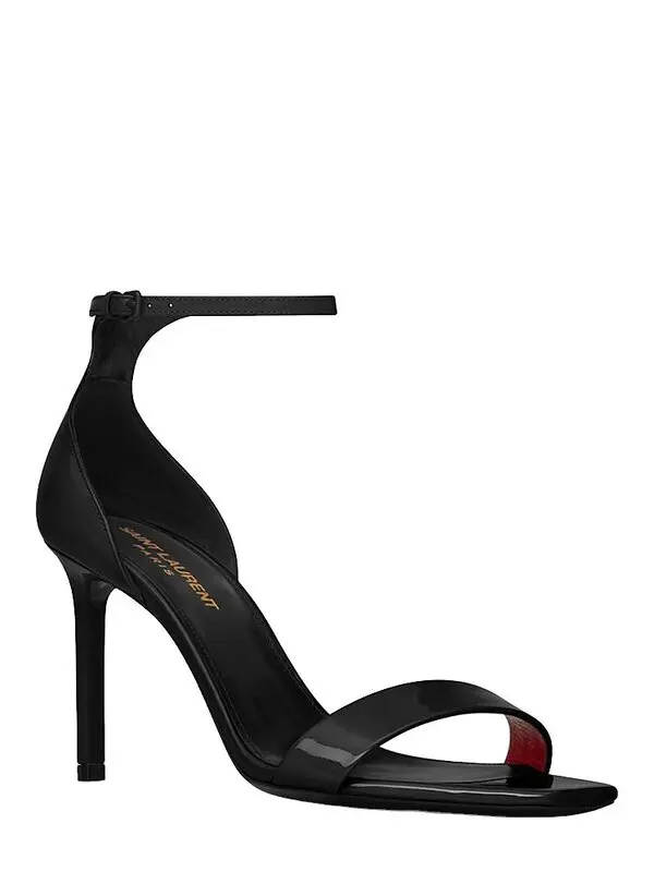 Saint Laurent Amber Patent Leather Sandals - Black Patent