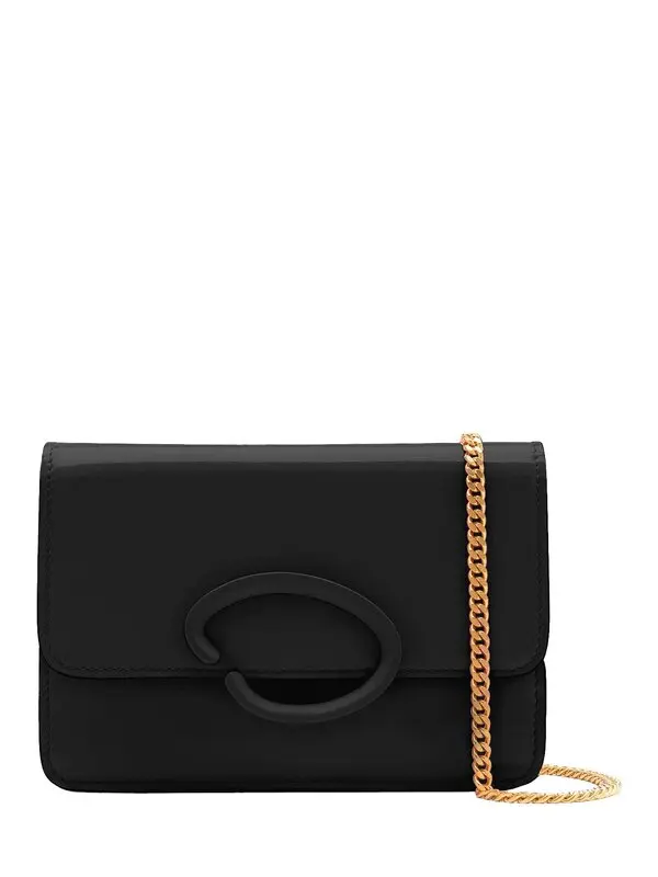 Oscar De La Renta Saffiano Leather Pochette With Chain Strap - Black