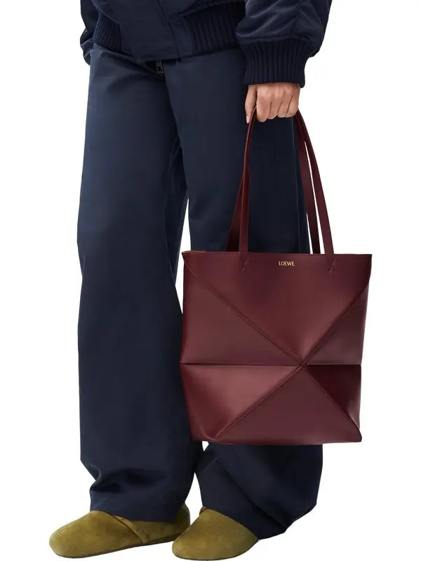 Loewe Luxury Puzzle Fold Tote Bag - Dark Burgundy