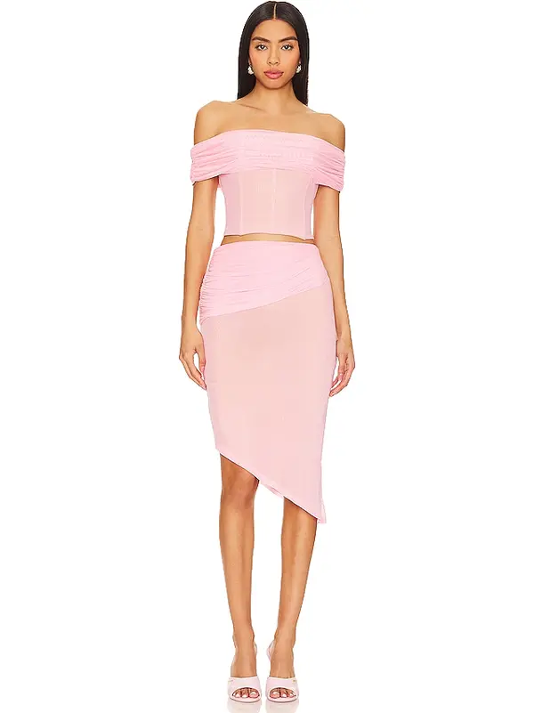 Superdown Heidi Mesh Skirt Set - Pink