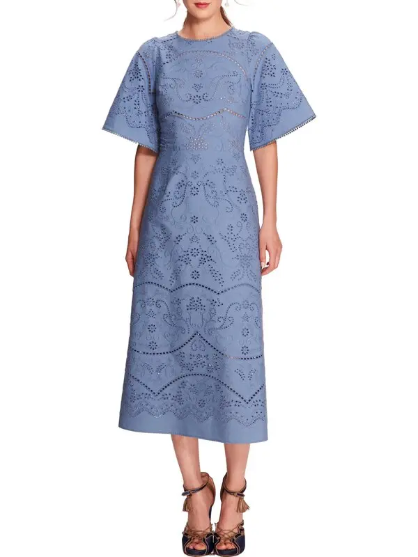 Marchesa Dhalia Midi Dress - Blue
