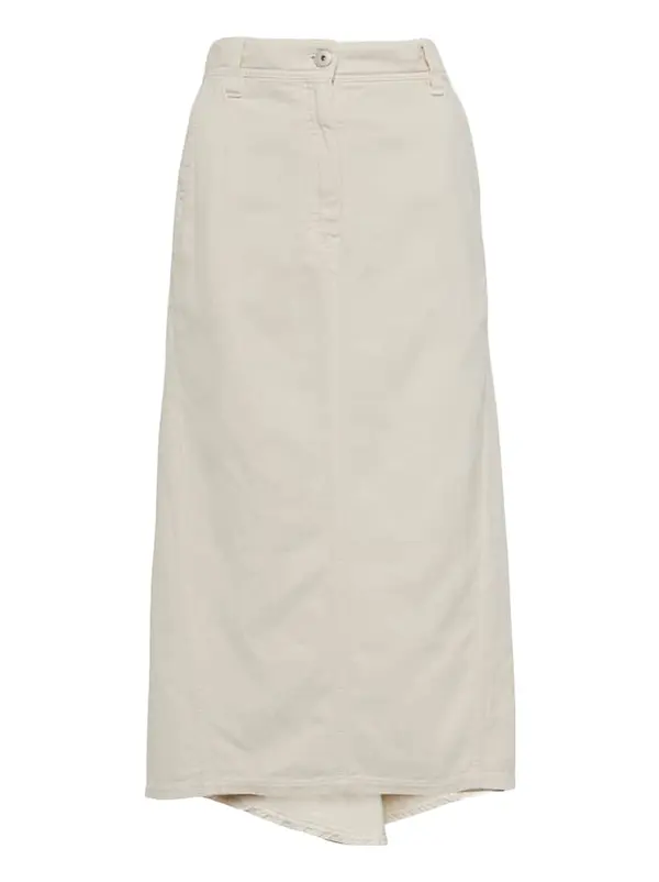 Brunello Cucinelli Cotton And Linen Midi Skirt - White