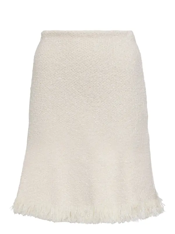 Chloé Fringed Bouclé Miniskirt - White