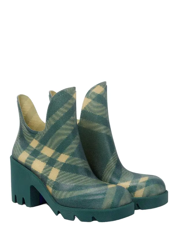 Burberry Check Ankle Boots - Green
