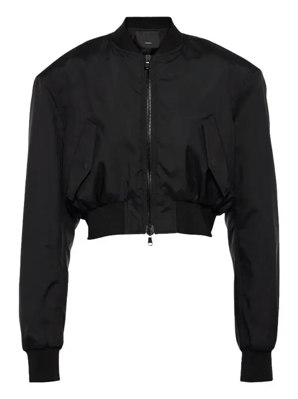Wardrobe.NYC Cropped Bomber Jacket - Black