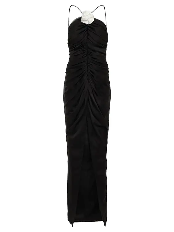 RASARIO Floral-appliqué Gown - Black
