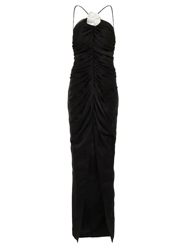 RASARIO Floral-appliqué Gown - Black