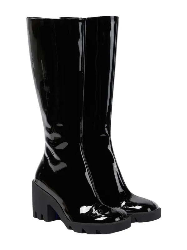 Burberry Stride Patent Leather Knee-high Boots - Black