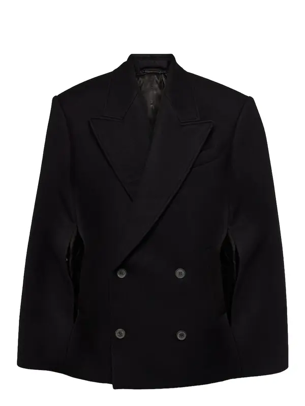 Wardrobe.NYC Double-breasted Virgin Wool Cape - Black