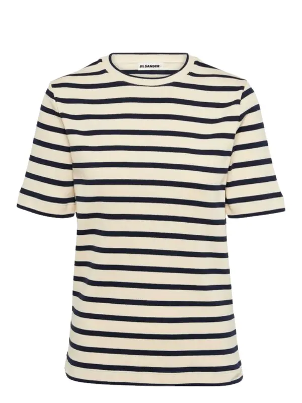 JIL SANDER Striped Cotton Jersey T-shirt - Beige