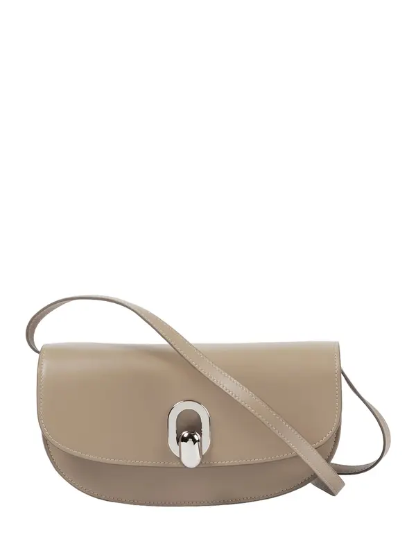 Savette Tondo Crescent Leather Shoulder Bag - Beige