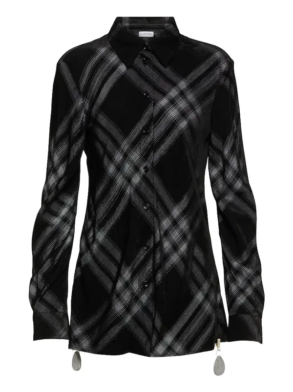 Burberry Check Velvet Shirt - Black