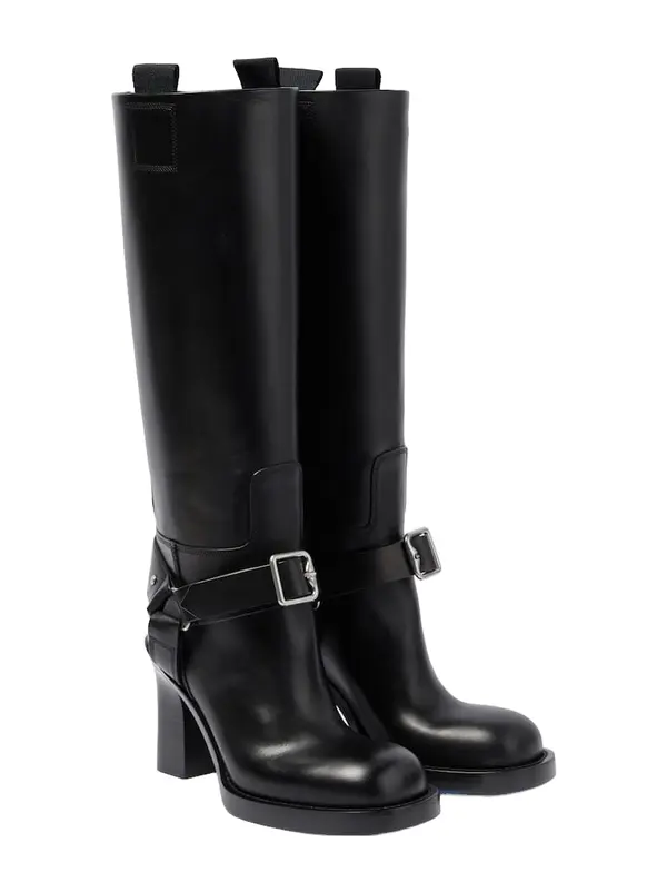 Burberry Stirrup Leather Knee-high Boots - Black