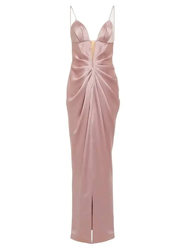 RASARIO Draped Satin Gown - Pink