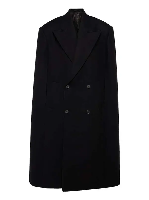 Wardrobe.NYC Double-breasted Virgin Wool Cape - Black