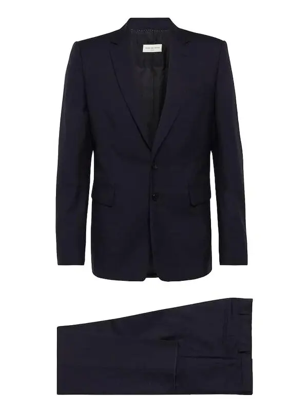 Dries Van Noten Single-breasted Wool Suit - Blue
