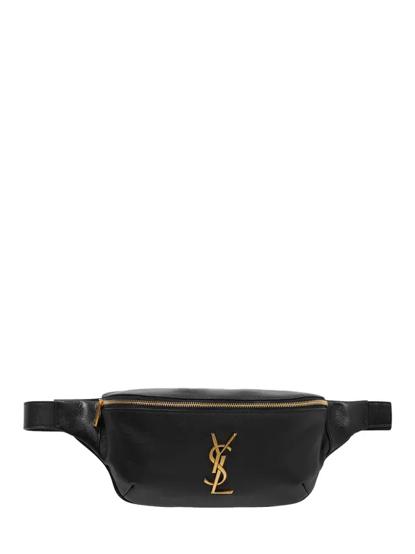 Saint Laurent Cassandre Textured-leather Belt Bag - Black