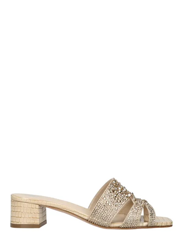 GINA Olympia Heeled Mules - Gold