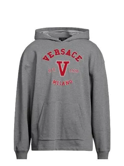 Versace Appliquéd Logo Hooded Sweatshirt - Grey