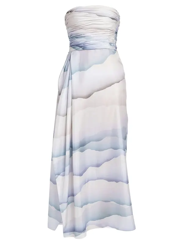 Giorgio Armani Printed Ruched Silk Dress - Lt Purple