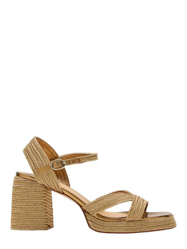 CastaÑer Valle Metallic Raffia Platform Sandals - Oro Viejo