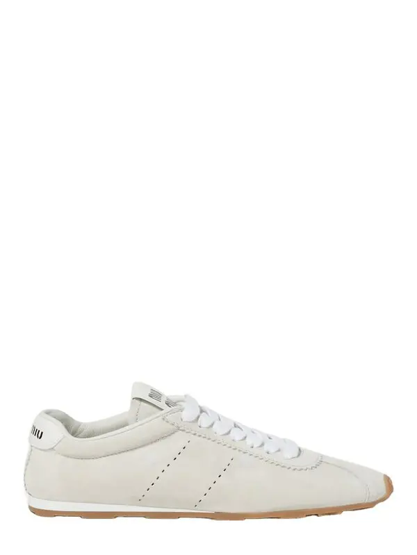 Miu Miu Suede Bicolor Trainer Sneakers - White