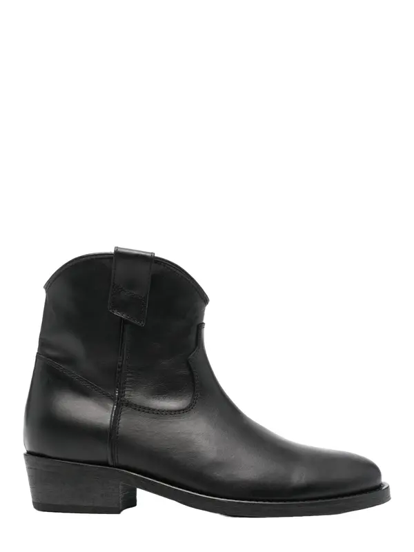 VIA ROMA 15 Leather Cowboy Ankle Boots - Black