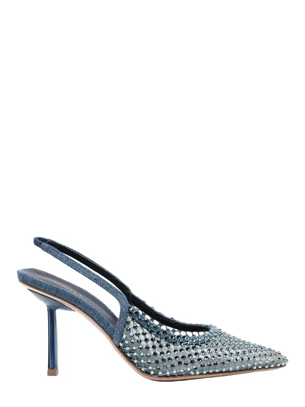 LE SILLA Gilda 80mm Crystal-embellished Denim Pumps - Blue