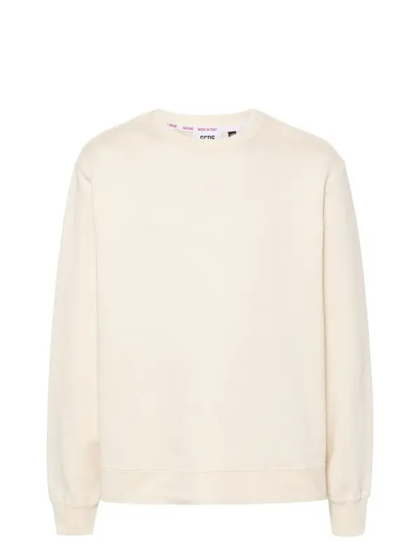 Gcds Logo-embroidered Cotton Sweatshirt - Neutrals