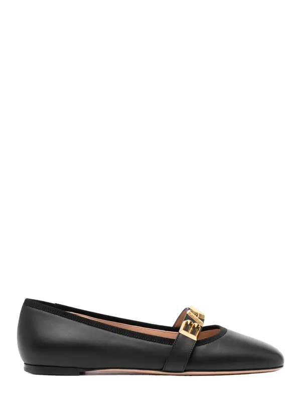 Bally Balby Leather Ballerina Shoes - Black