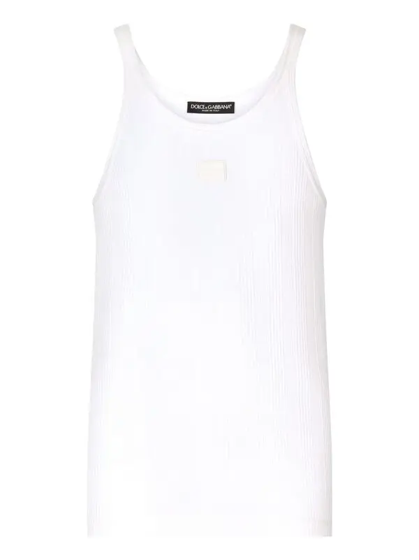 Dolce & Gabbana Logo-plaque Ribbed Tank Top - White