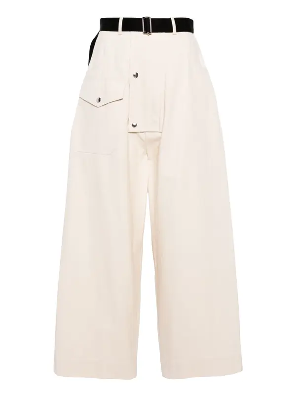 Plan C High-waist Wide-leg Trousers - Neutrals