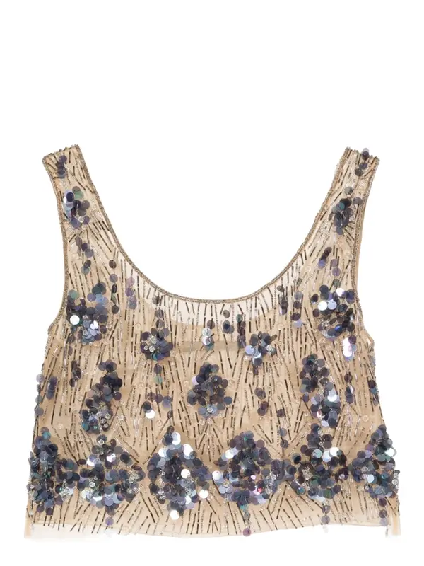 Alberta Ferretti Bead-embellished Top - Neutrals