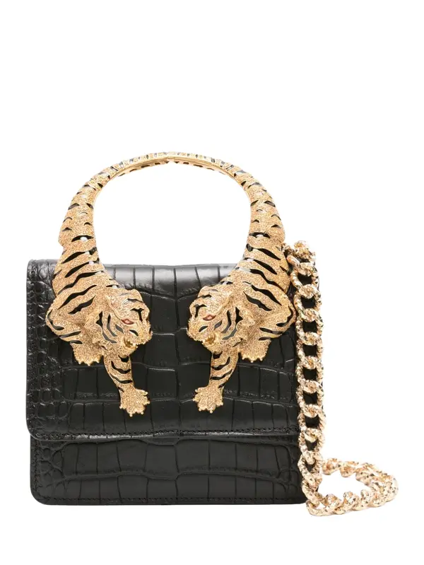 Roberto Cavalli Roar Medium Leather Tote - Black