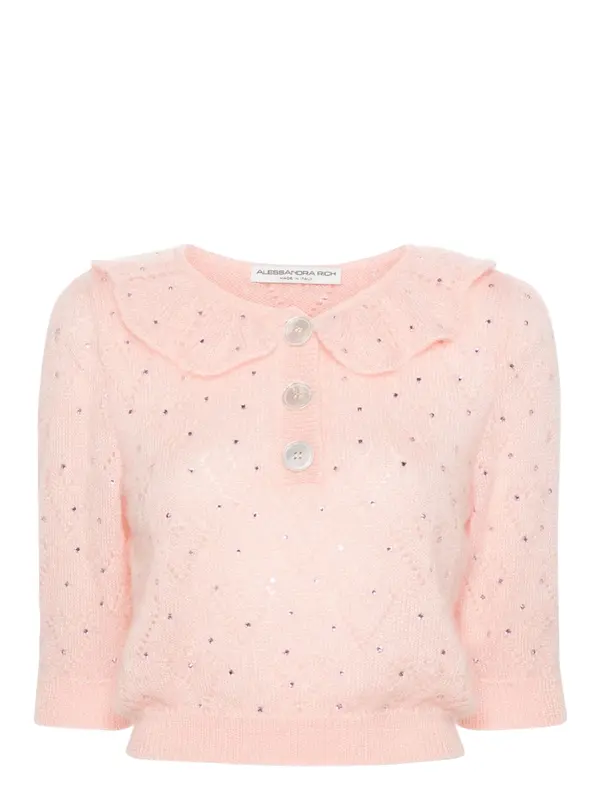 Alessandra Rich Crystal-embellished Blouse - Pink