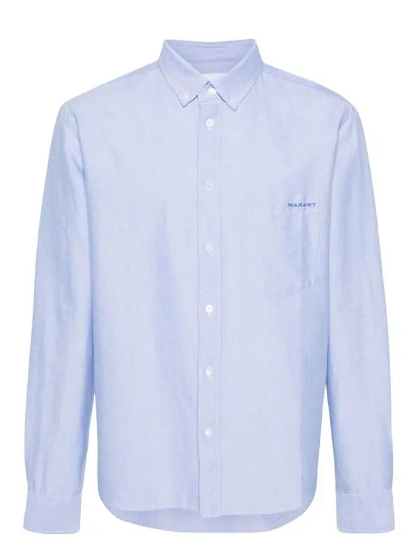 MARANT Jasolo Logo-embroidered Cotton Shirt - Blue