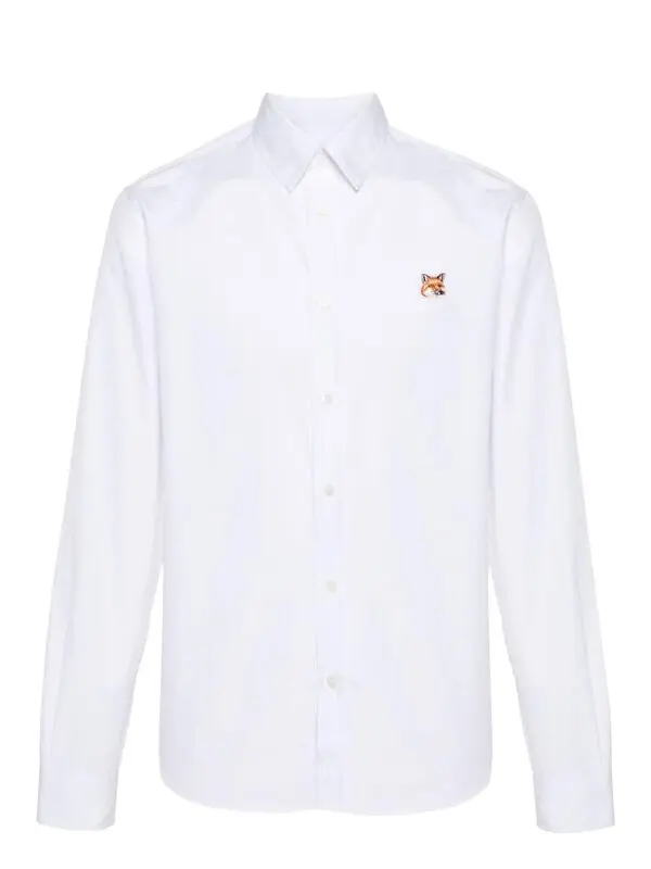 Maison Kitsuné Fox-patch Cotton Shirt - White