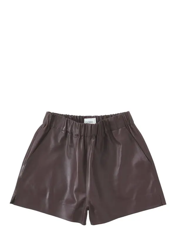 Closed Lambskin Shorts - Brown