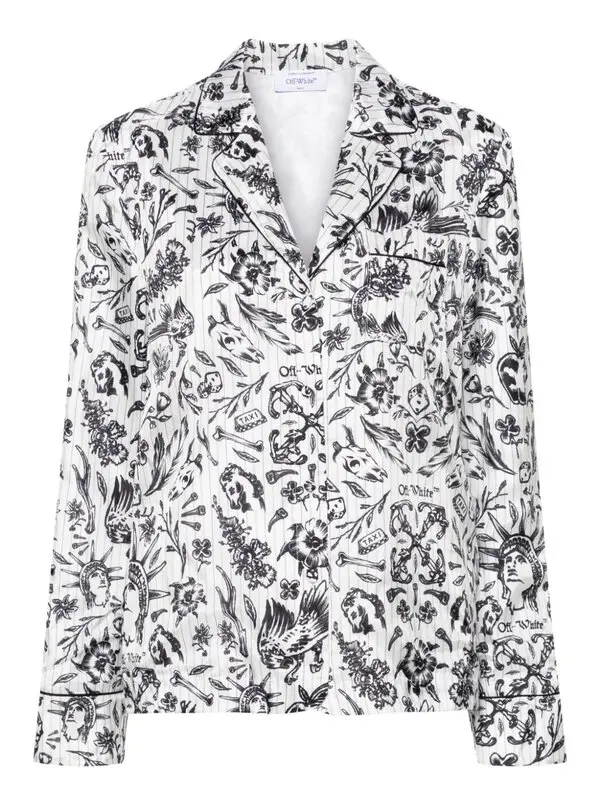 Off-White Floral-print Satin Shirt - White