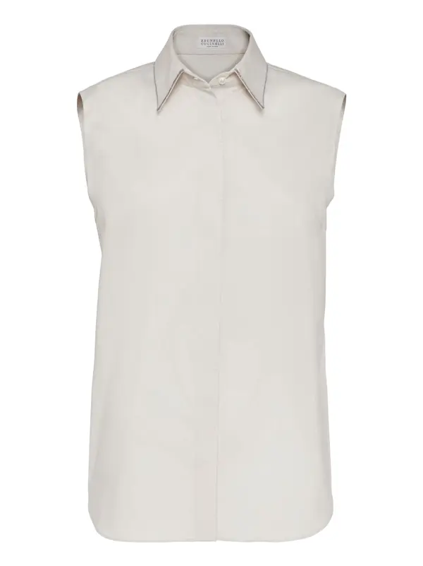 Brunello Cucinelli Plain Sleeveless Shirt - White