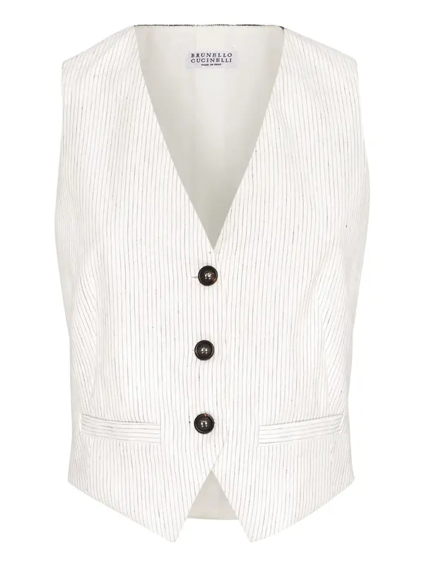 Brunello Cucinelli Pinstripe Waistcoat - White
