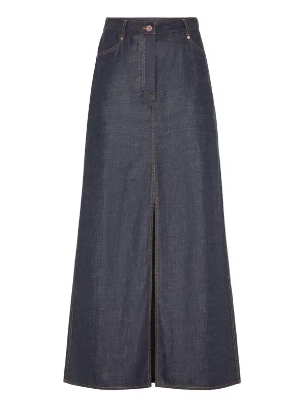 Brunello Cucinelli Denim Maxi Skirt - Blue
