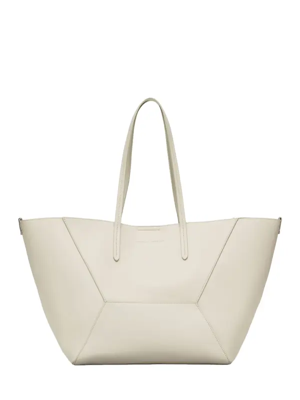 Brunello Cucinelli Tote Bag With Monili Chain Detail - White