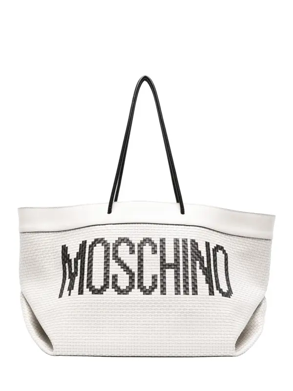 Moschino Print Interwoven Tote Bag - White