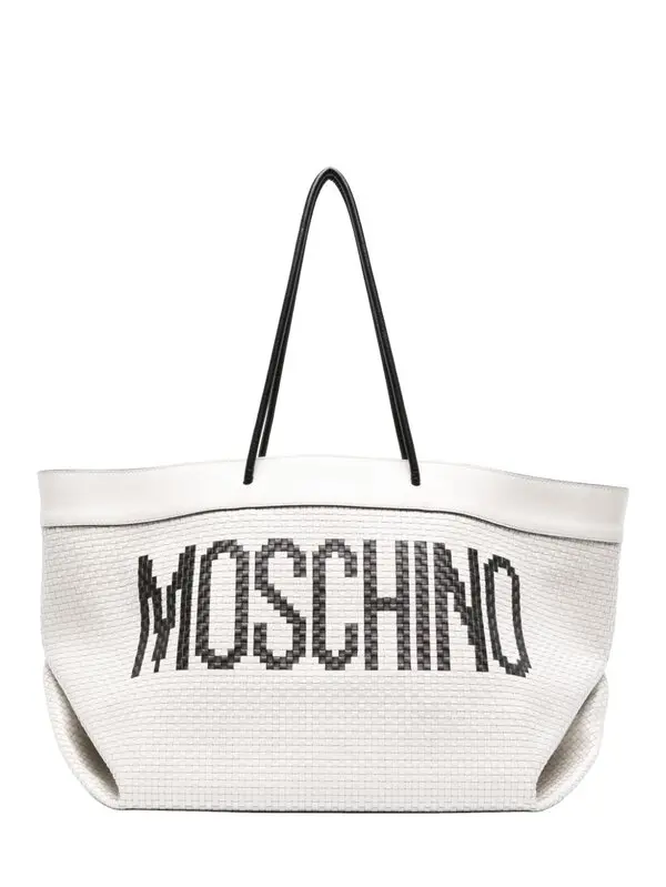 Moschino Print Interwoven Tote Bag - White