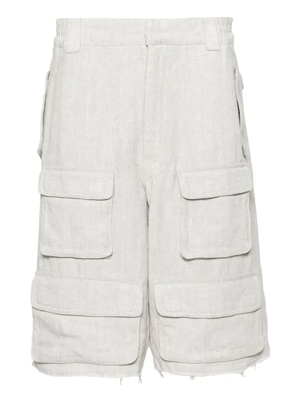 MISBHV Linen Blend Cargo Shorts - White