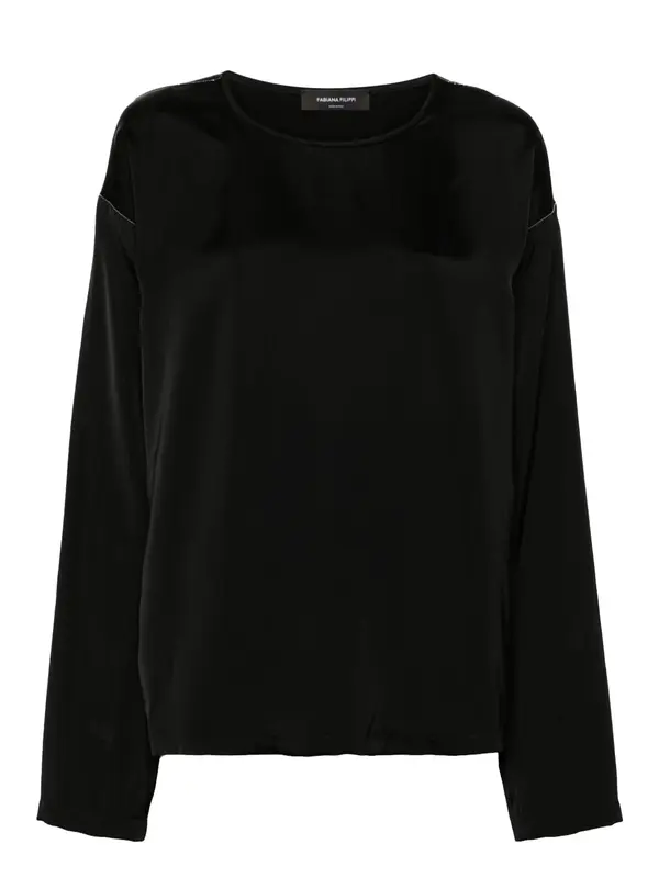 Fabiana Filippi Beaded-trim Crepe Top - Black