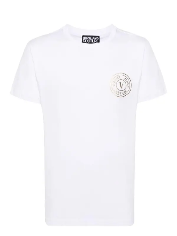 Versace Logo-flocked Cotton T-shirt - White