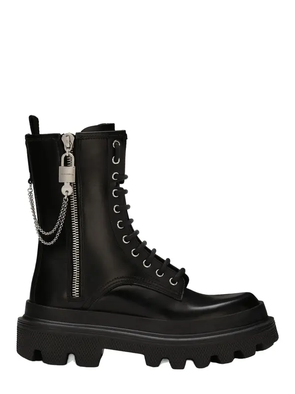 Dolce & Gabbana Chain-link Combat Boots - Black